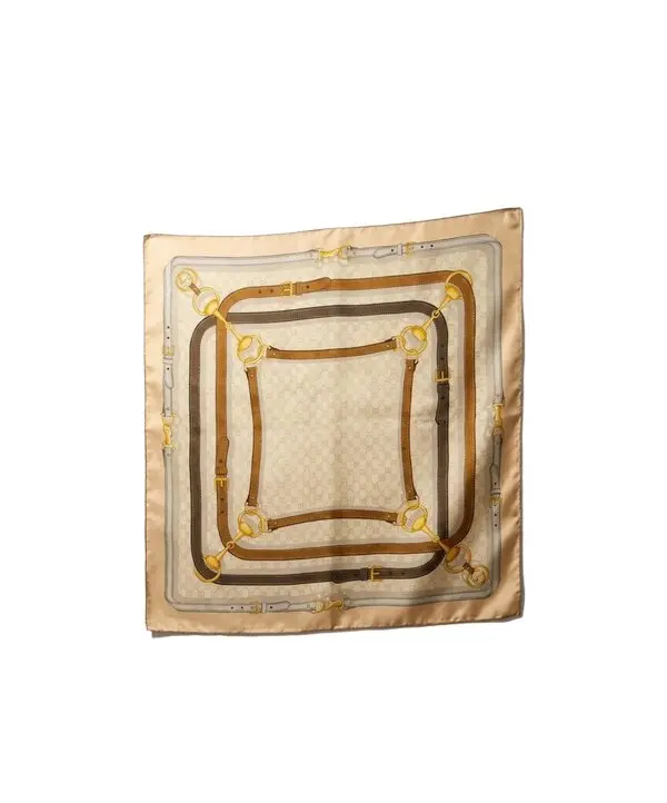 Gucci Printed Gg Silk Twill Jacquard Carr - Beige