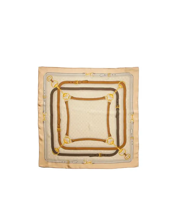 Gucci Printed Gg Silk Twill Jacquard Carr - Beige