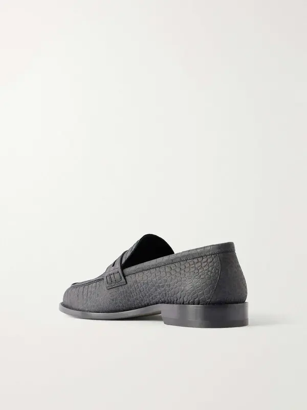 Manolo Blahnik Perry Croc-effect Nubuck Loafers