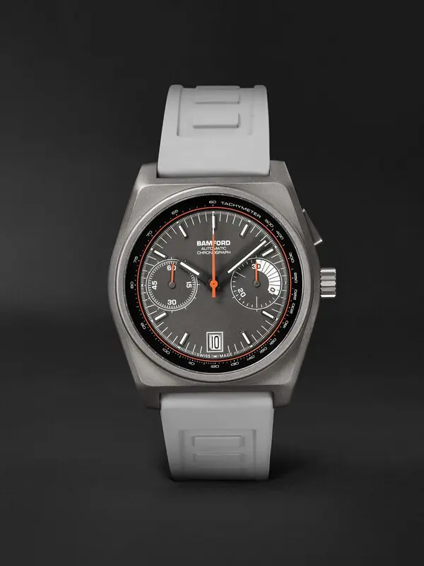 BAMFORD LONDON B347 Automatic Chronograph 41.5mm Titanium And Rubber Watch - Gray