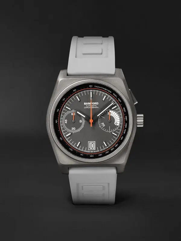 BAMFORD LONDON B347 Automatic Chronograph Titanium And Rubber Watch - Gray