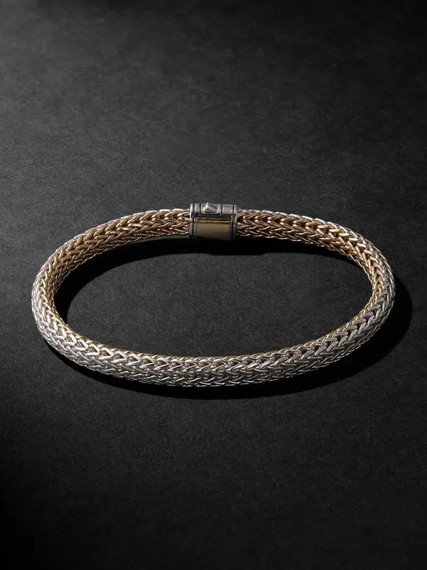 John Hardy 14-karat Gold And Sterling Reversible Link Bracelet - Silver