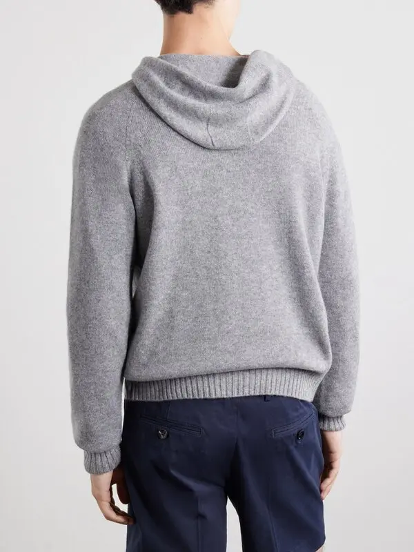 TOM FORD Logo Embroidered Cashmere Hoodie - Gray