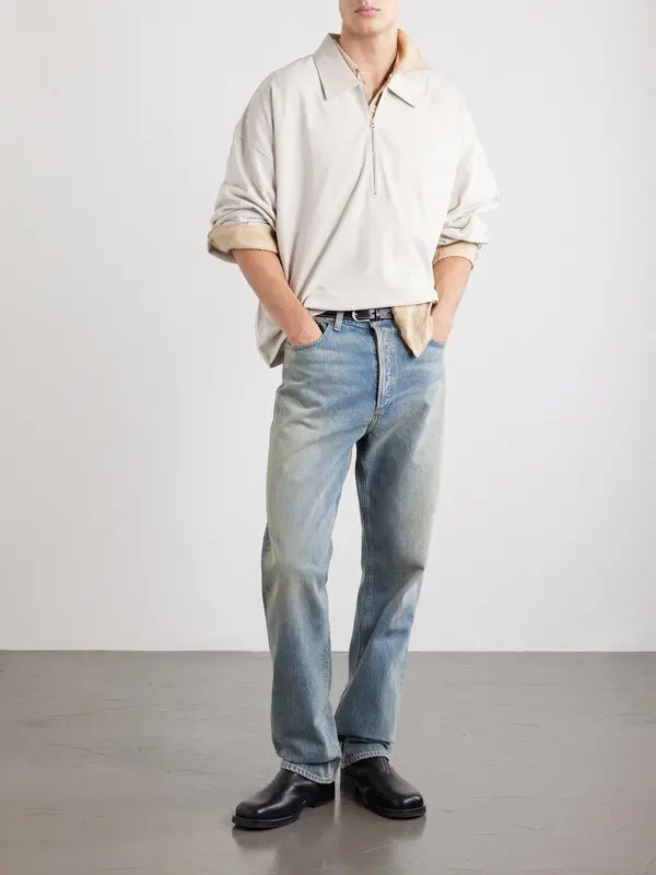 AGOLDE Darius Cotton-jersey Polo Shirt - Neutrals