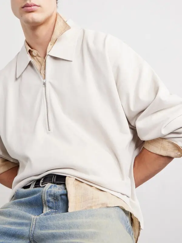 AGOLDE Darius Cotton-jersey Polo Shirt - Neutrals
