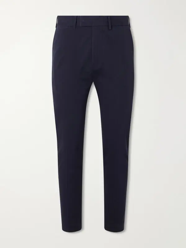 TOM FORD Tapered Cotton-blend Twill Trousers - Blue