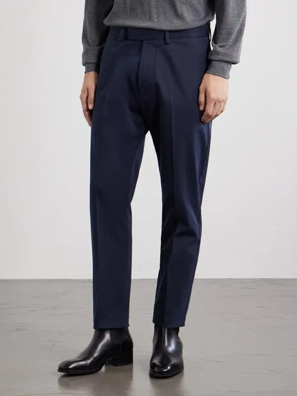 TOM FORD Tapered Cotton-blend Twill Trousers
