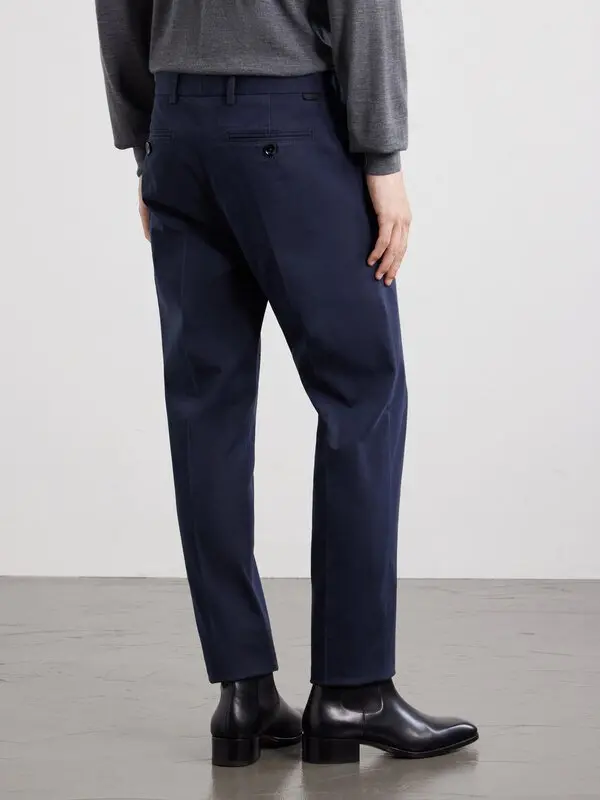 TOM FORD Tapered Cotton-blend Twill Trousers