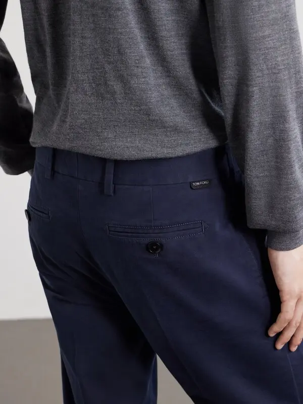 TOM FORD Tapered Cotton-blend Twill Trousers