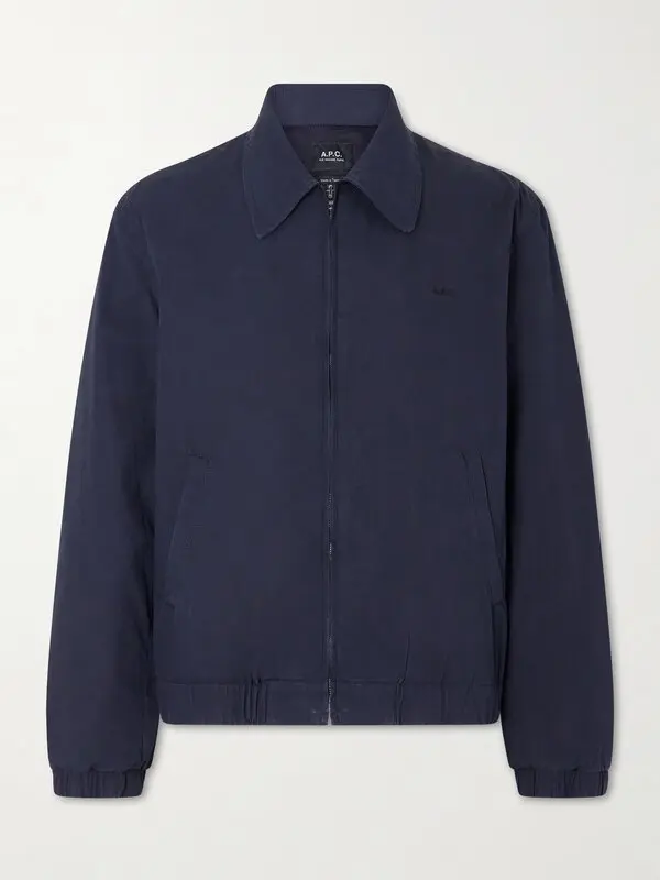 A.p.c. William Logo-embroidered Cotton-gabardine Blouson Jacket - Blue