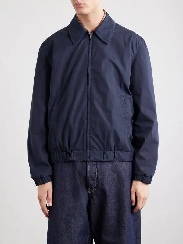 A.p.c. William Logo-embroidered Cotton-gabardine Blouson Jacket - Blue