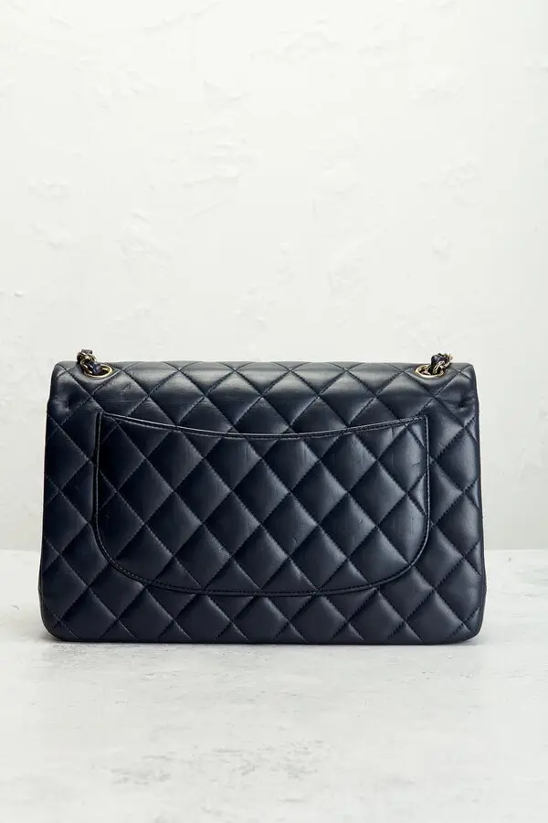 Chanel Lambskin Jumbo Classic Flap Bag In Navy