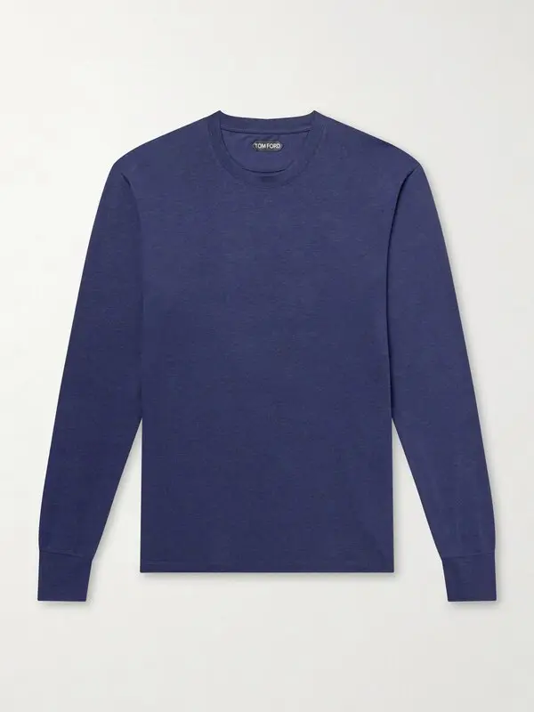TOM FORD Lyocell And Cotton-blend Jersey T-shirt - Blue