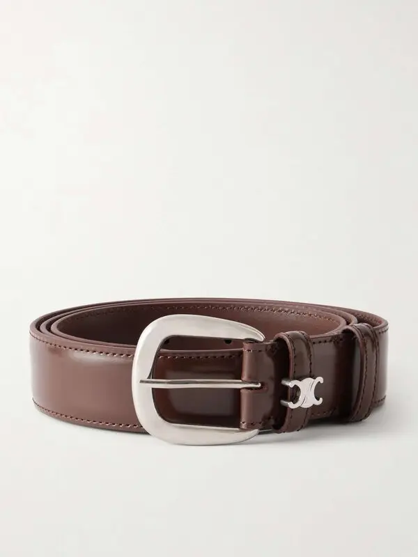 Celine Vivienne 3cm Triomphe-embellished Leather Belt - Brown