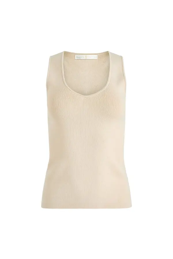 MARIE OLIVER Miranda Rib Knit V-neck Tank - Macadamia