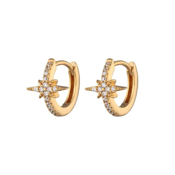 SCREAM PRETTY Starburst Huggie Earrings With Cubic Zirconia In Sterling - Gold