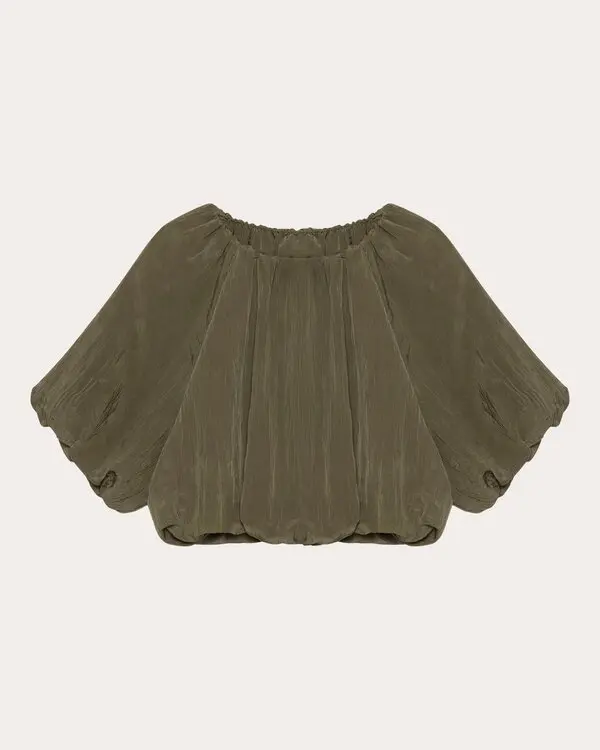 Simkhai Anni Crinkled Off-shoulder Crop Top