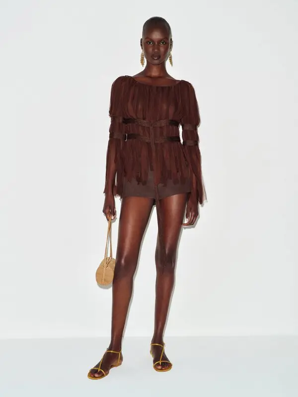 REFORMATION Vintage Max Mara Fringe Top - Brown