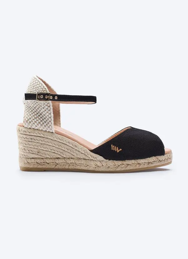 VISCATA Sacova Archive Espadrille Sandal Wedges - Black