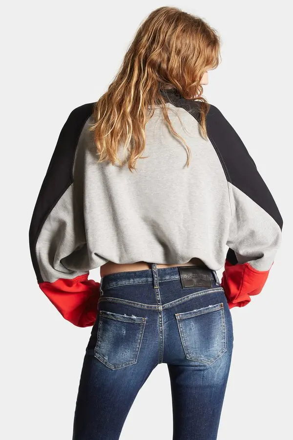 Dsquared2 Cropped Athletic Sweatshirt With Half Zip