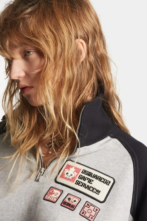 Dsquared2 Cropped Athletic Sweatshirt With Half Zip