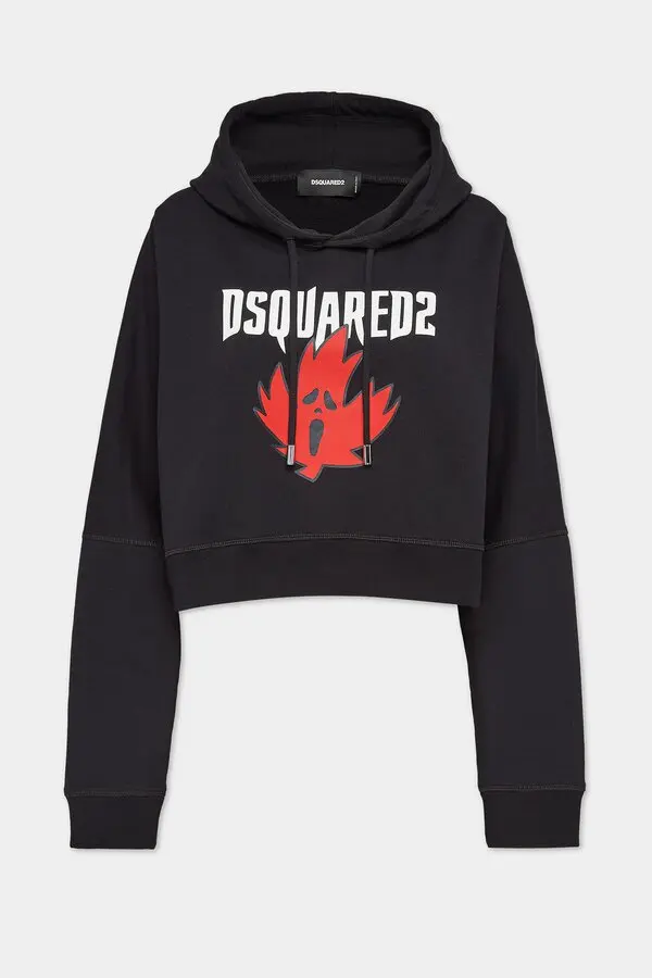 Dsquared2 Maple Leaf Cropped Hoodie Sweatshirt
