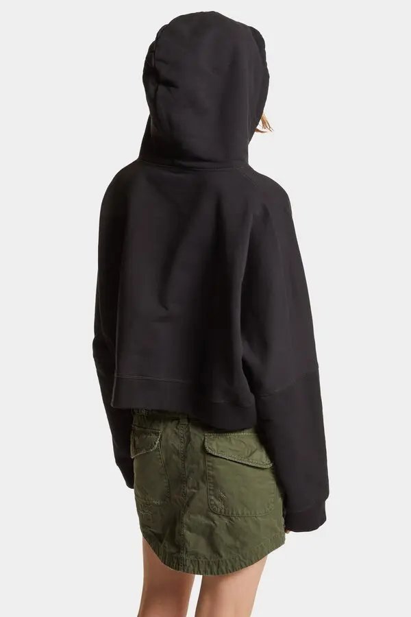Dsquared2 Maple Leaf Cropped Hoodie Sweatshirt