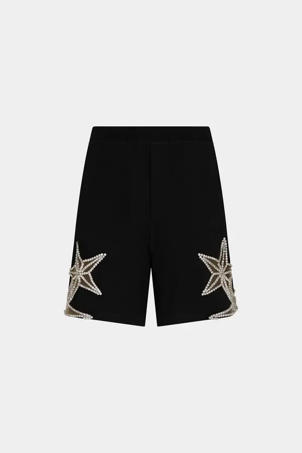 Dsquared2 Relaxed Fit Star Embellished Bermuda Shorts - Black