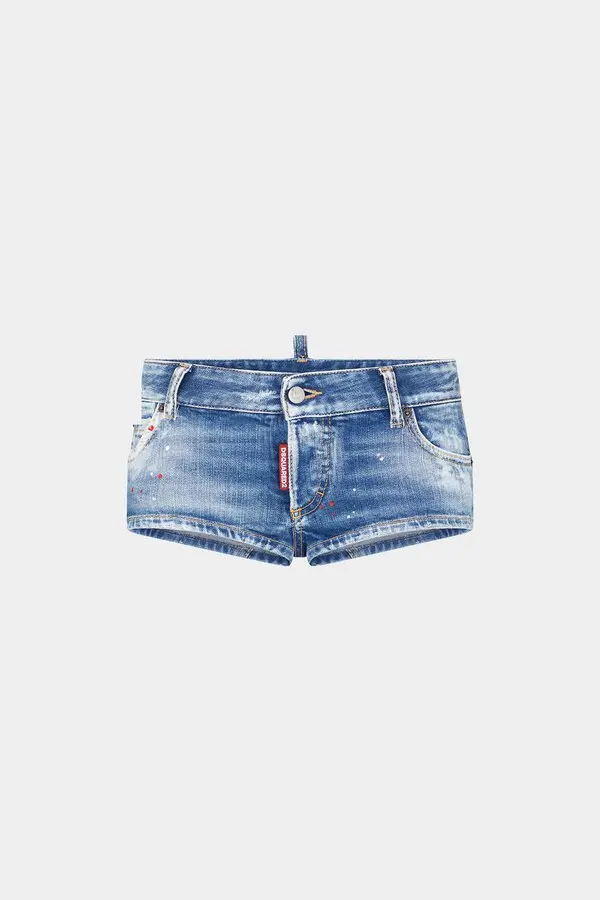 Dsquared2 Medium Worn Out Booty Wash Denim Hot Pants - Blue