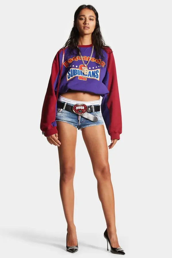 Dsquared2 Medium Worn Out Booty Wash Denim Hot Pants