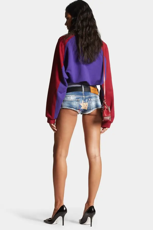 Dsquared2 Medium Worn Out Booty Wash Denim Hot Pants