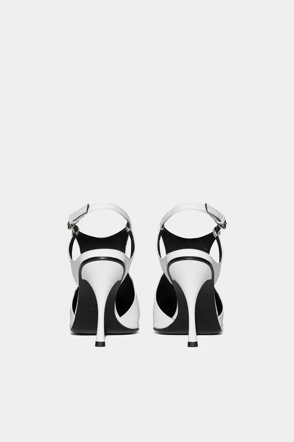 Dsquared2 Leather Slingback Pumps With Metal Detail - White