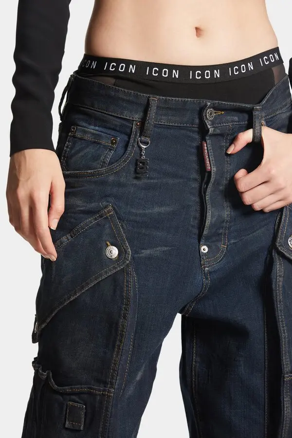 Dsquared2 Black Dusty Wash Eros Cargo Jeans