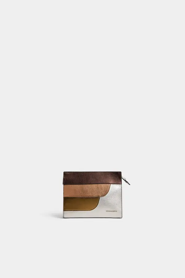 Dsquared2 Metallic Leather Degradé Effect Clutch - Brown