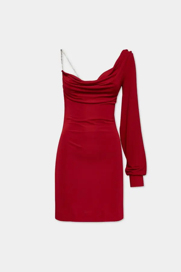 Dsquared2 One-sleeve Draped Jersey Dress - Cherry