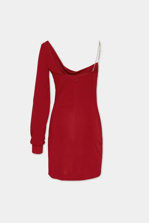 Dsquared2 One-sleeve Draped Jersey Dress - Cherry