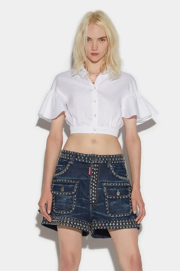 Dsquared2 Cropped Shirt With Ruffled Sleeves