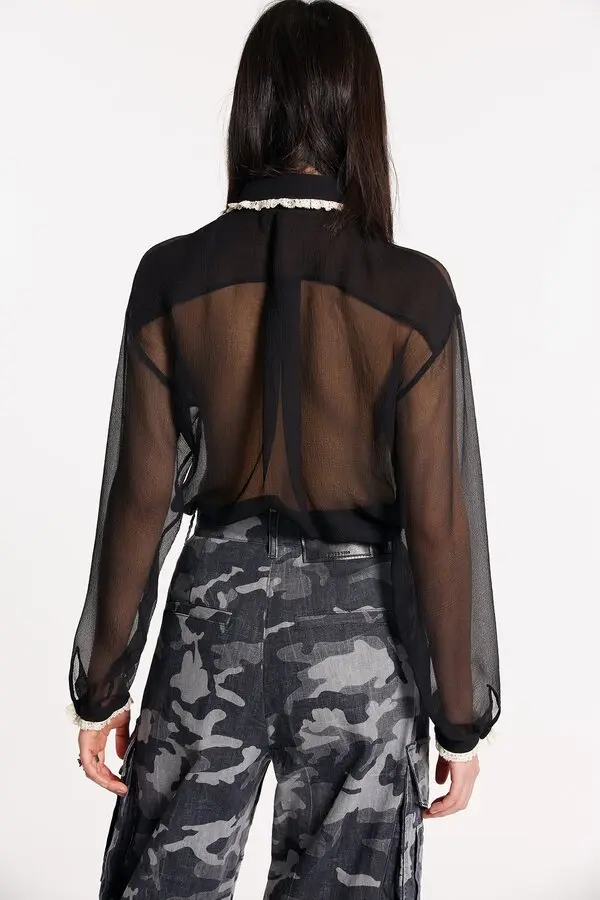 Dsquared2 Sheer Lace Trimmed Shirt