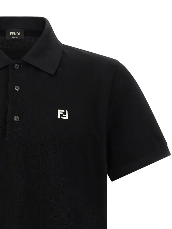 Fendi Ff Metallic Logo Polo Shirt