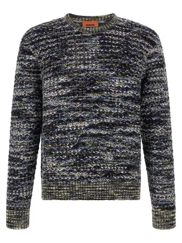 Missoni 3d Knitted Flamed Pattern Wool Blend Sweater