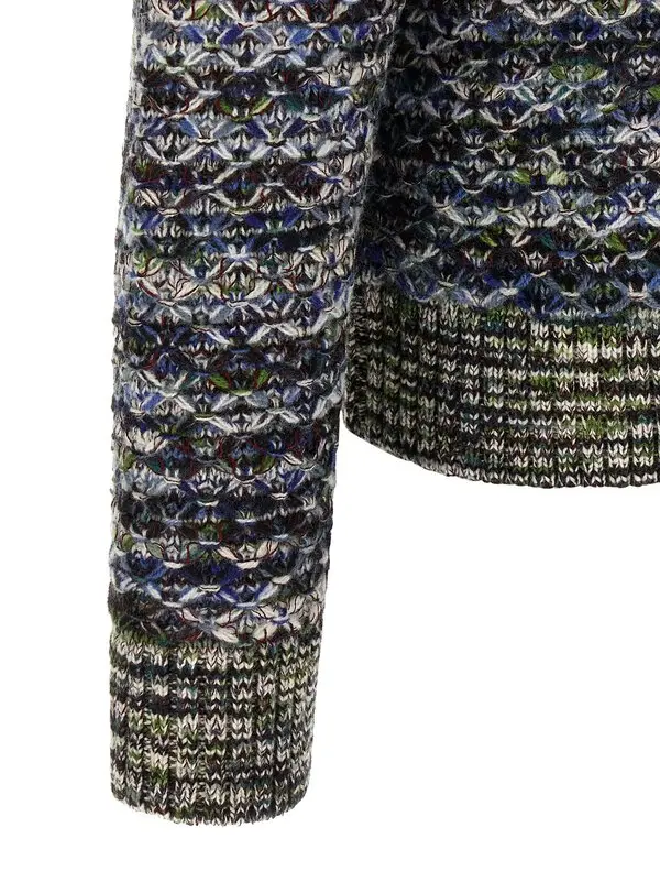 Missoni 3d Knitted Flamed Pattern Wool Blend Sweater