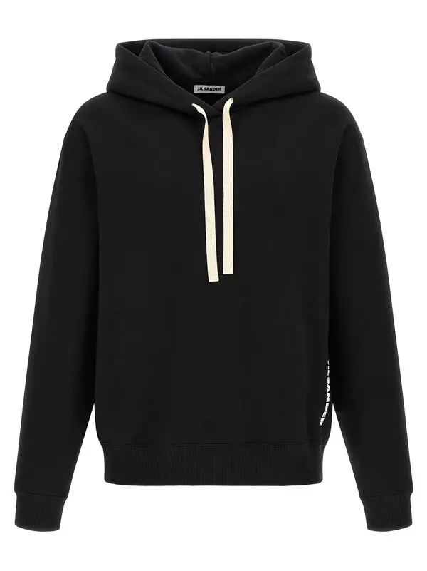 JIL SANDER Cotton Hoodie With Contrast Drawstring