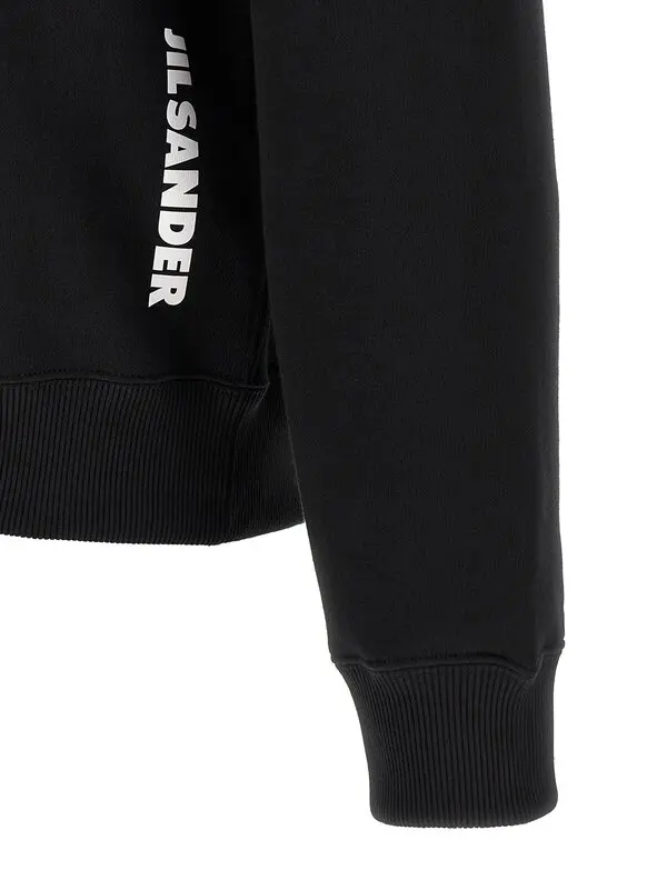 JIL SANDER Cotton Hoodie With Contrast Drawstring