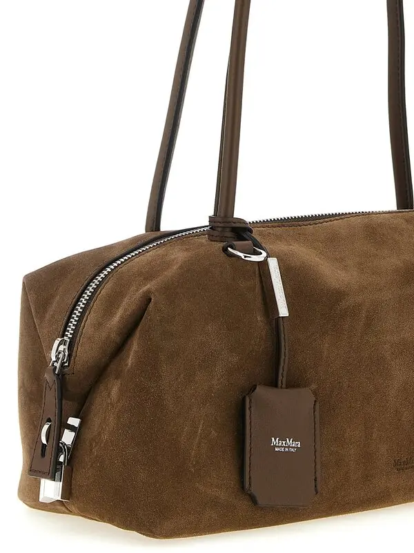 Max Mara Suede Leather Boston Top Case Shoulder Bag
