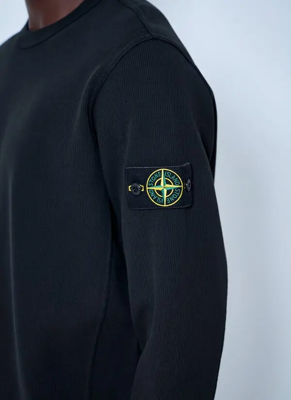 Stone Island Crewneck Sweatshirt With Logo Patch - Black