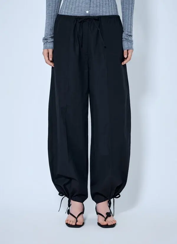 TOTEME Drawstring Cotton Trousers - Black