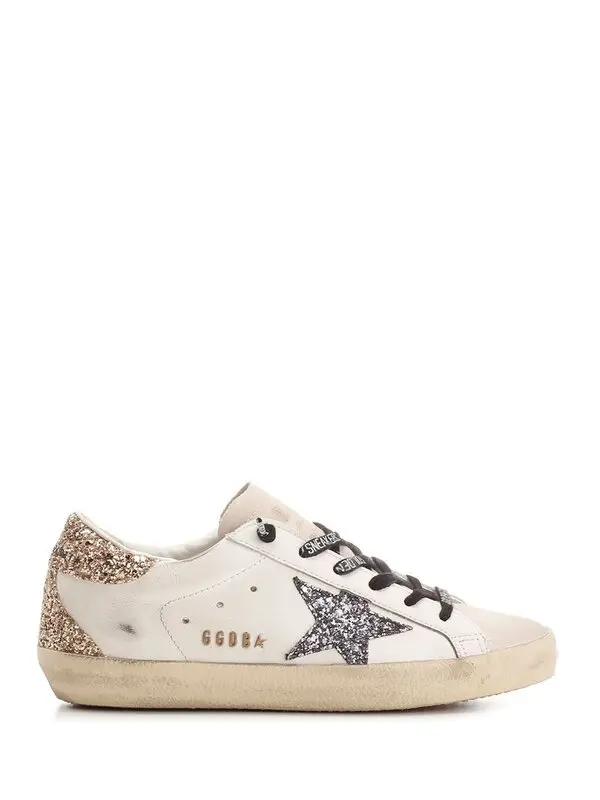GOLDEN GOOSE Super Star Sneakers With Glitter Details - White