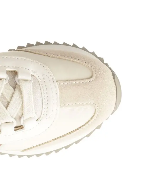 Moncler Lace Up Sneakers With Nylon, Suede, And Nubuck Upper - Cream
