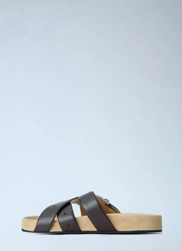 Balenciaga Leather Crossover Belted Flat Sandals