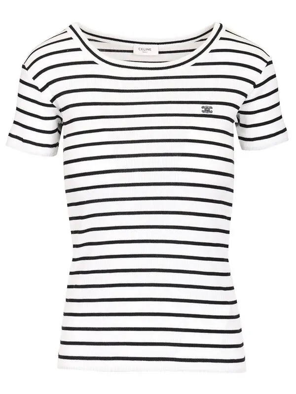 Celine Striped Silk And Cotton Blend T-shirt - Multicolor